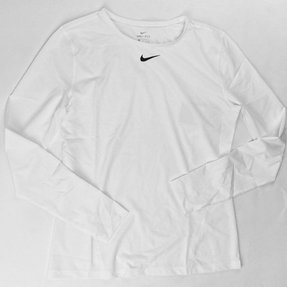 Nike | Tops | Nike Pro Long Sleeve Mesh Training Top Shirt Womens Medium White Cj59540 | Poshmark